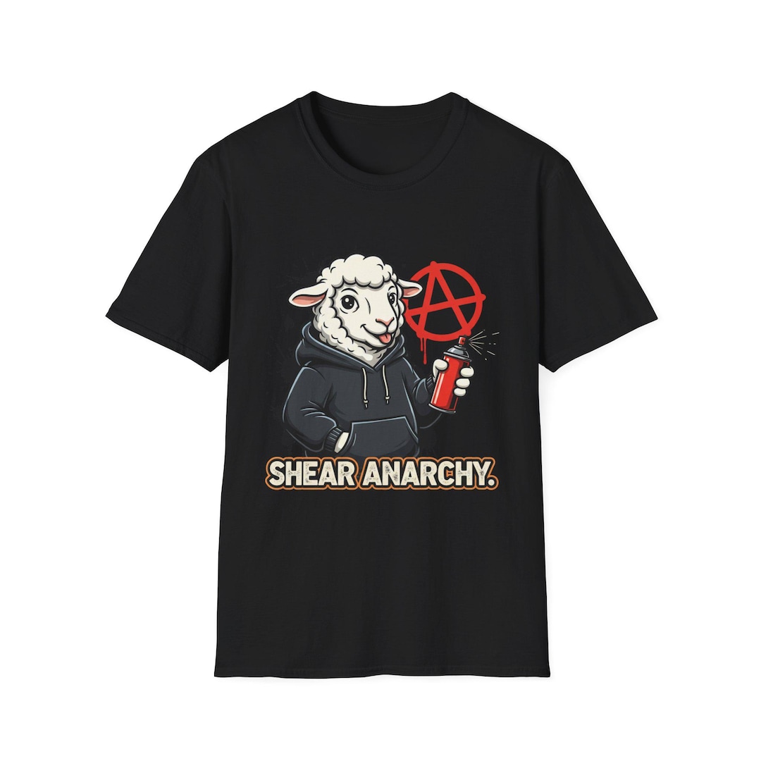 Sheep With Spray Can Shear Anarchy T-shirt | Cartoon Lamb Graffiti ...