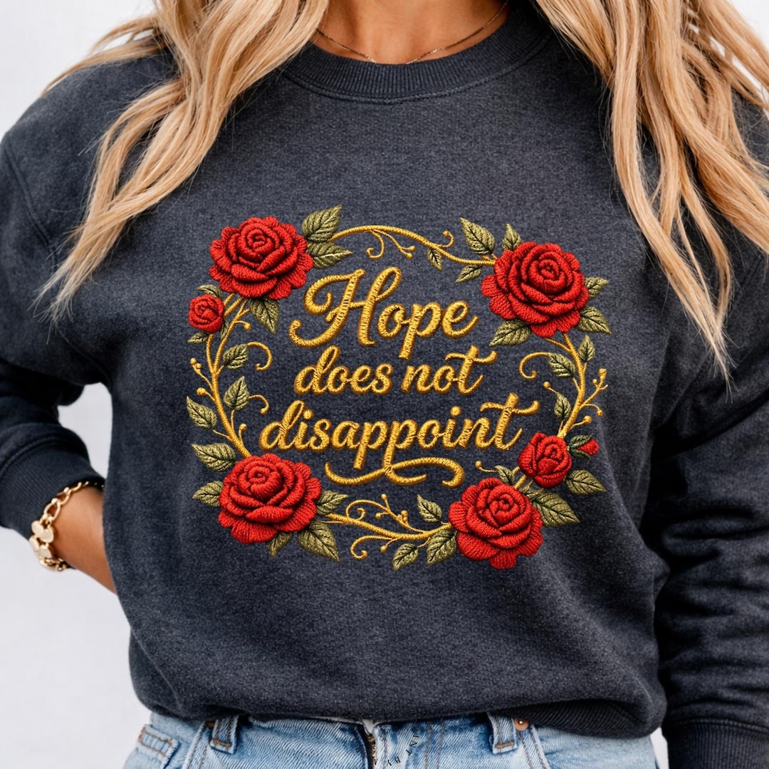Hope Does Not Disappoint Png, Faux Yarn Embroidered Christian Art ...