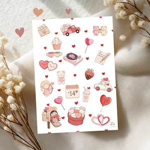 Valentine Sticker Sheet PNG, Transparent Clipart, Planner Sticker Pack ...