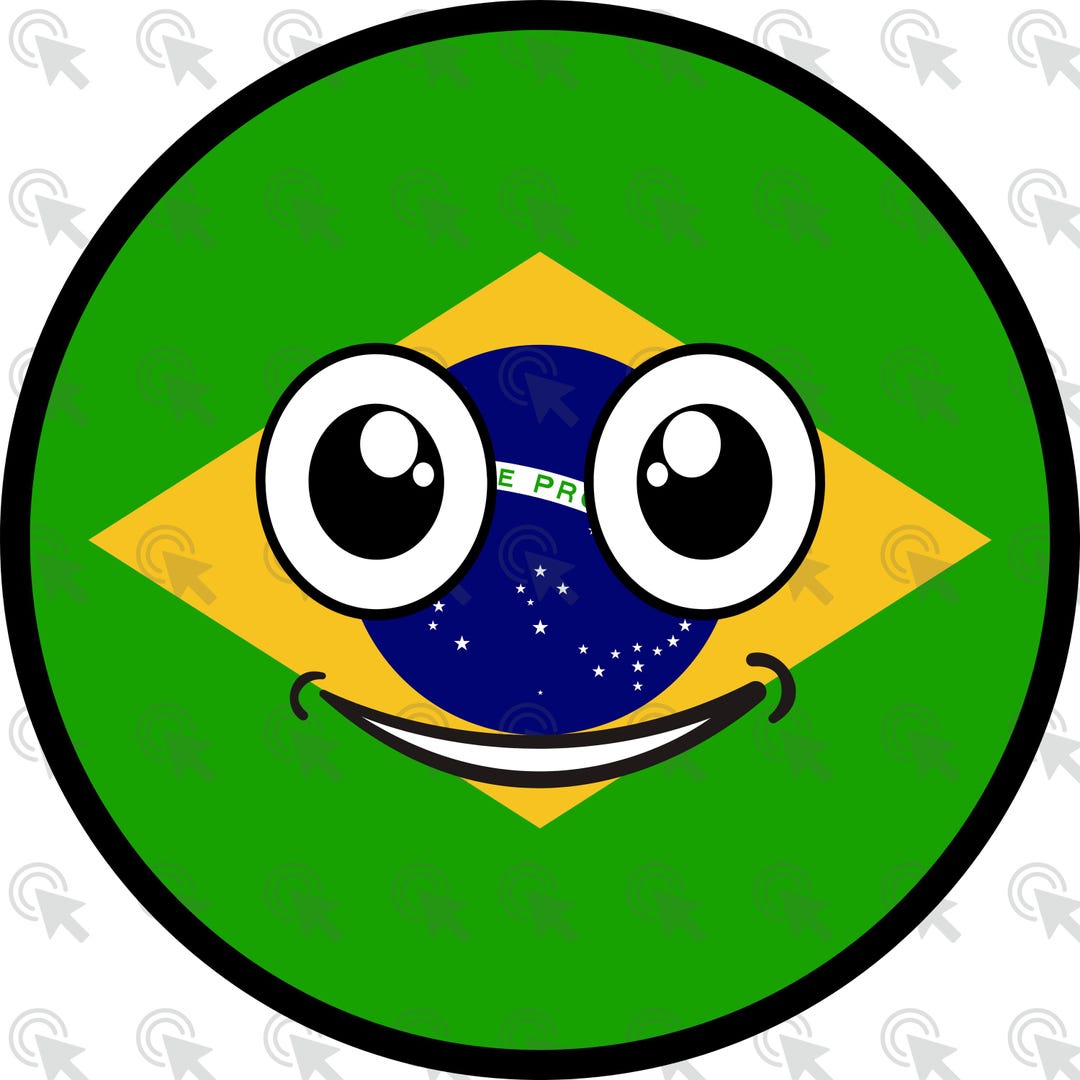 Brazil Flag Countryball PNG | Patriotic Smiley Face Sublimation Design ...