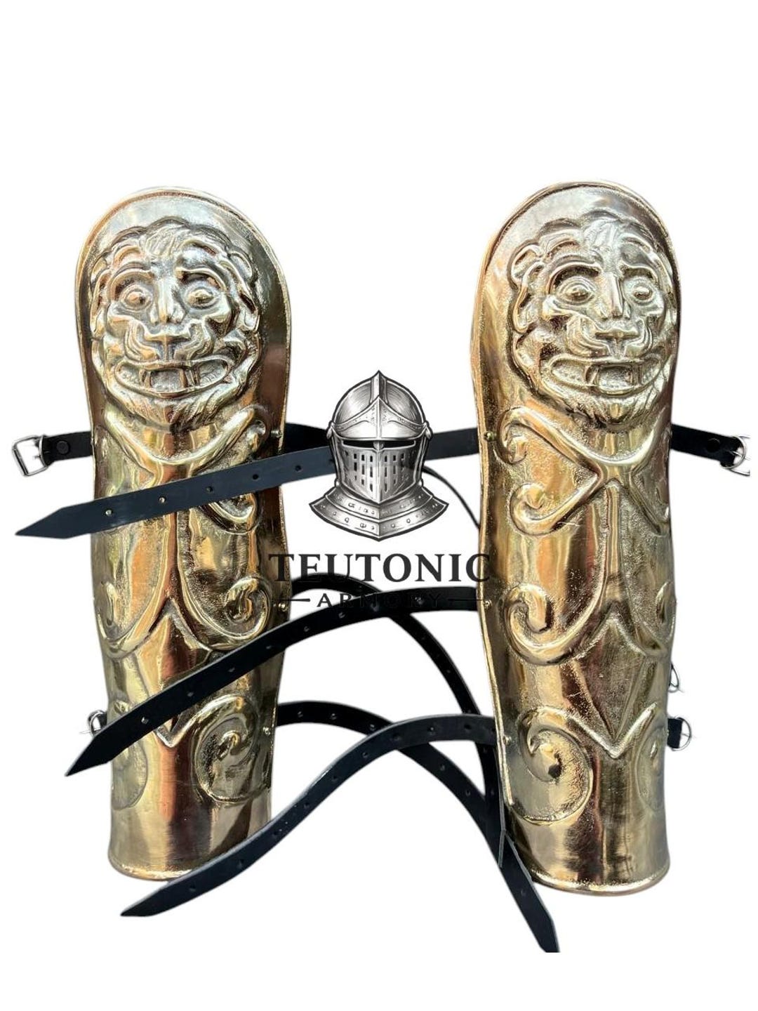 Handcrafted Lion Face Design Greaves, Medieval Style Leg Armor Greaves ...
