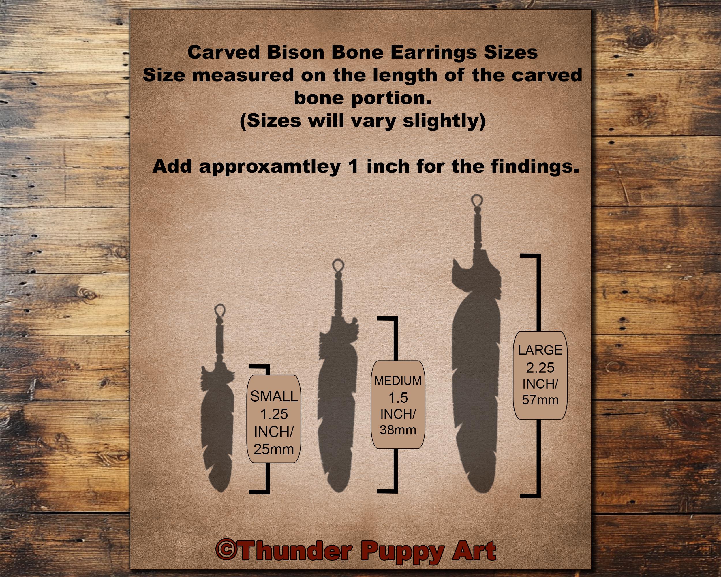 Hand Carved Bison Bone Red-tailed Hawk Feather Earrings, Sterling ...