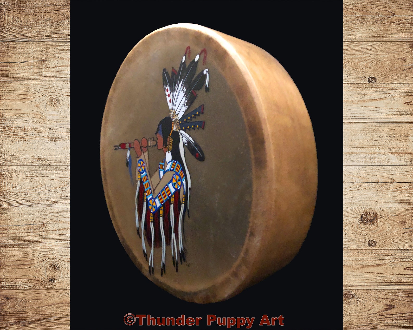Native American Drum, Ceremonial, Ledger Art, Shaman Drum, Elk Dreamer ...