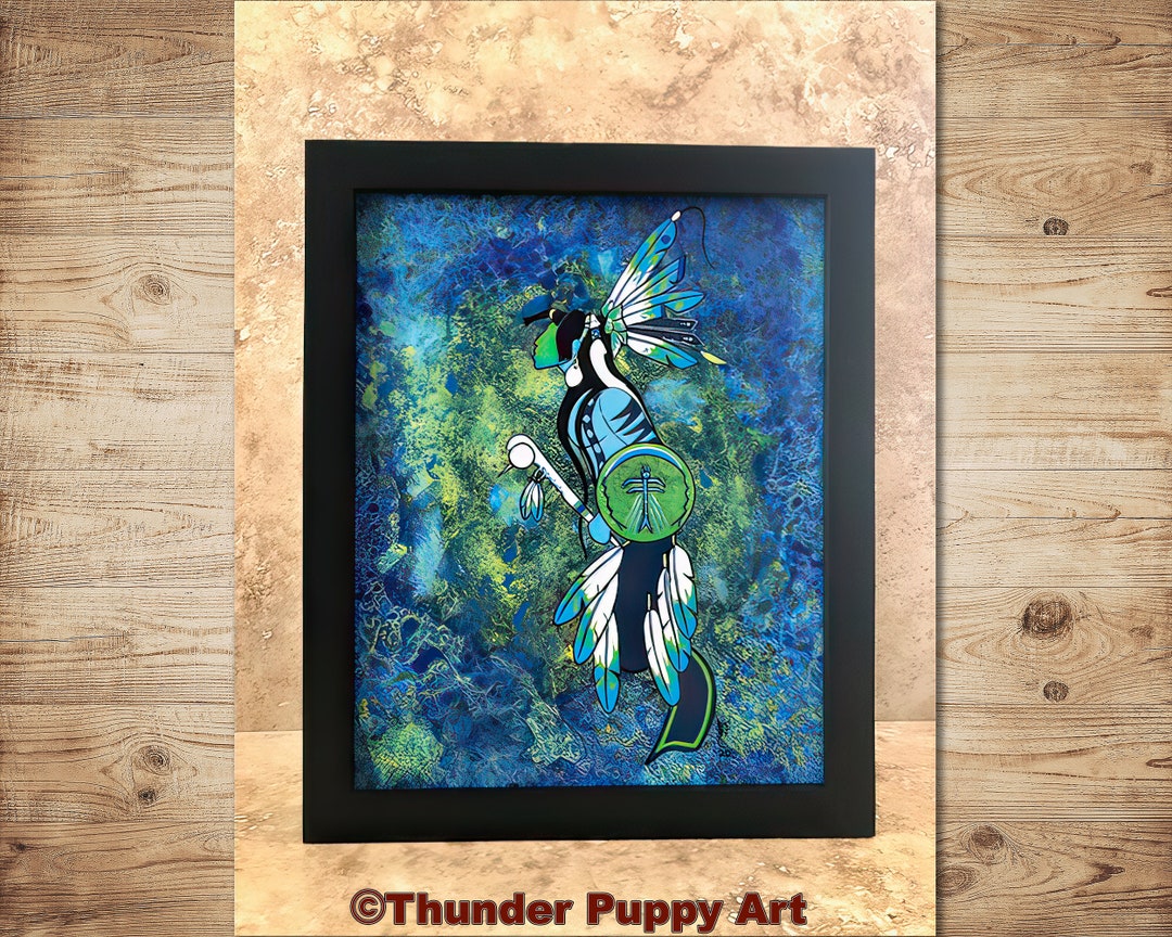 Native American Painting, Original Art, Dragonfly, Ledger Art, Lakota ...