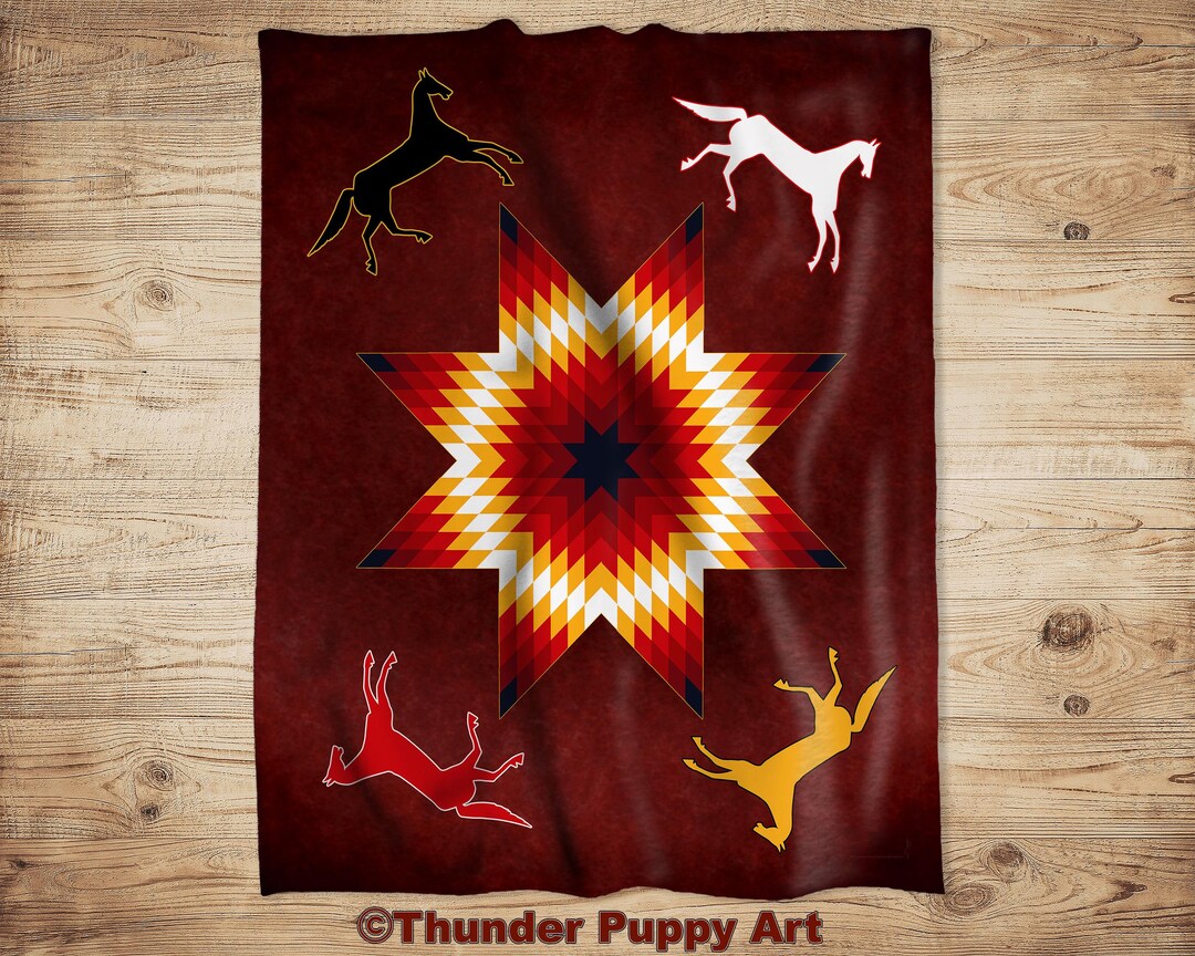 Native American Blanket,four Direction Horse and Star, Portion Donated ...