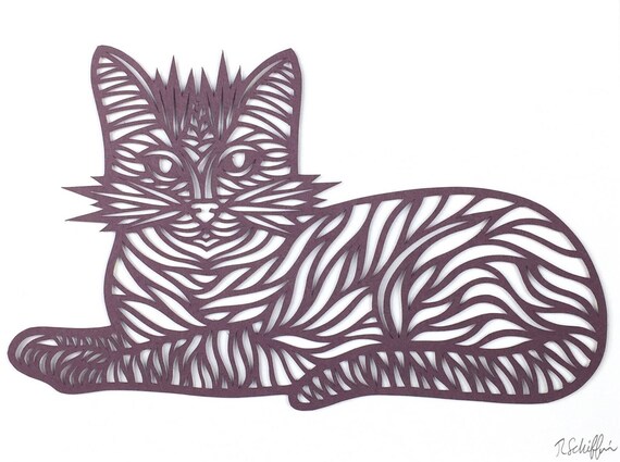 Paper Cut Cat original hand cut design by Rochel | Etsy