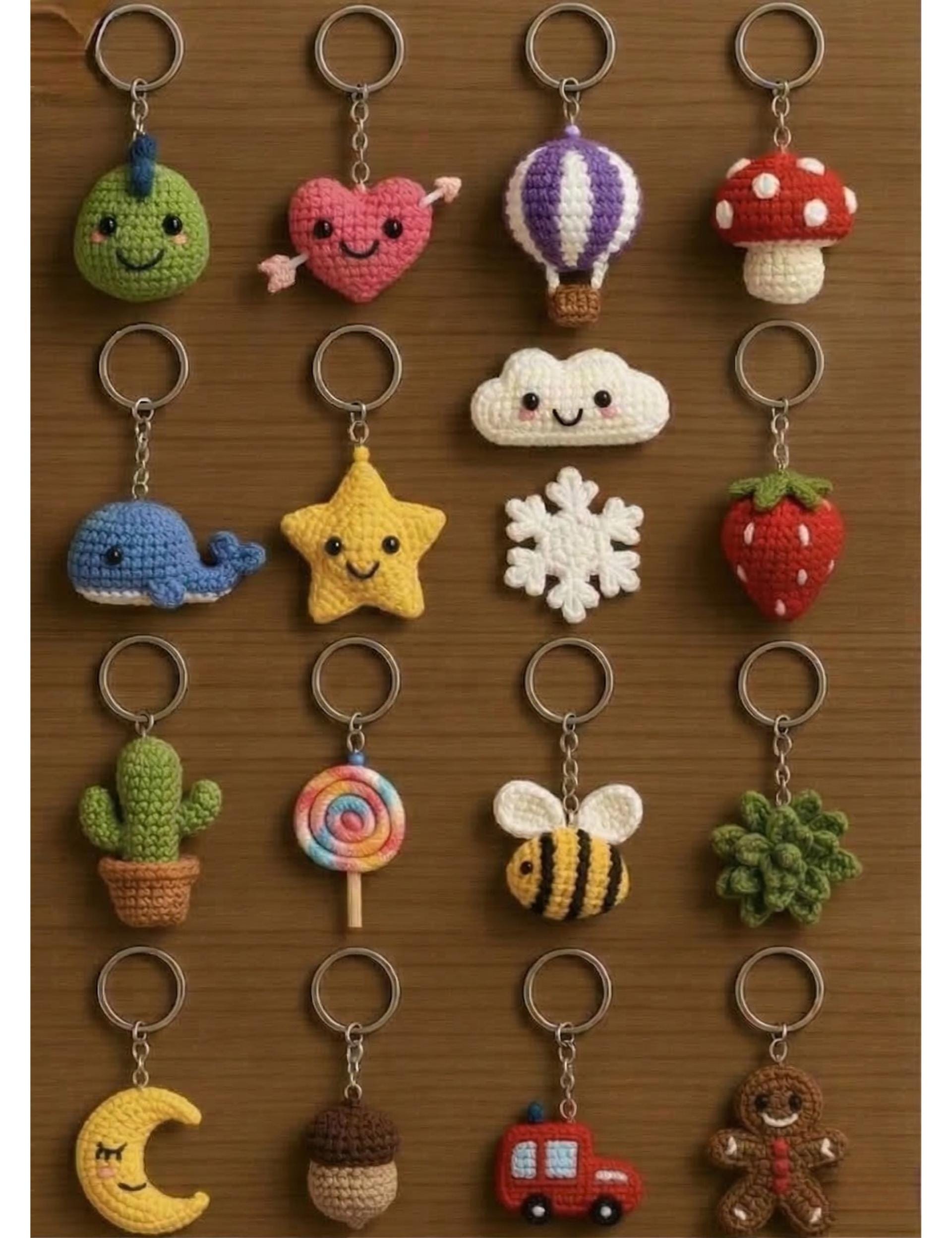 17 Amigurumi Keychain Crochet Patterns Bundle PDF | Cute Kawaii Mini ...