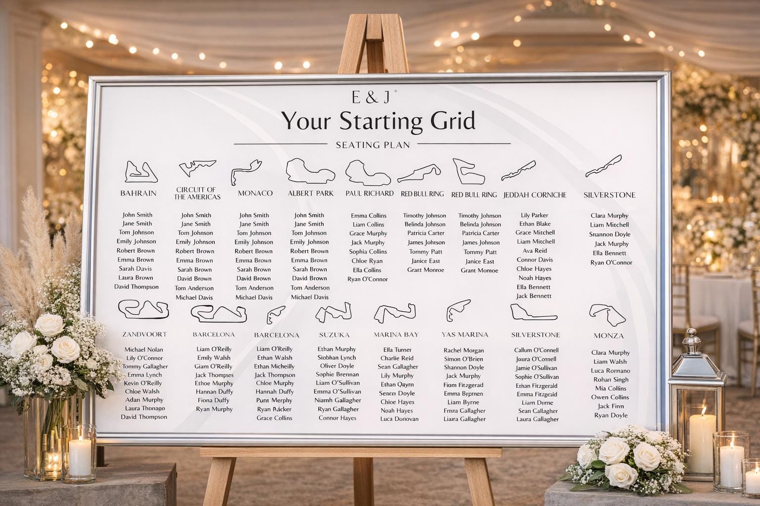 F1 Seating Chart Printable | Race Track Wedding Seating Plan ...