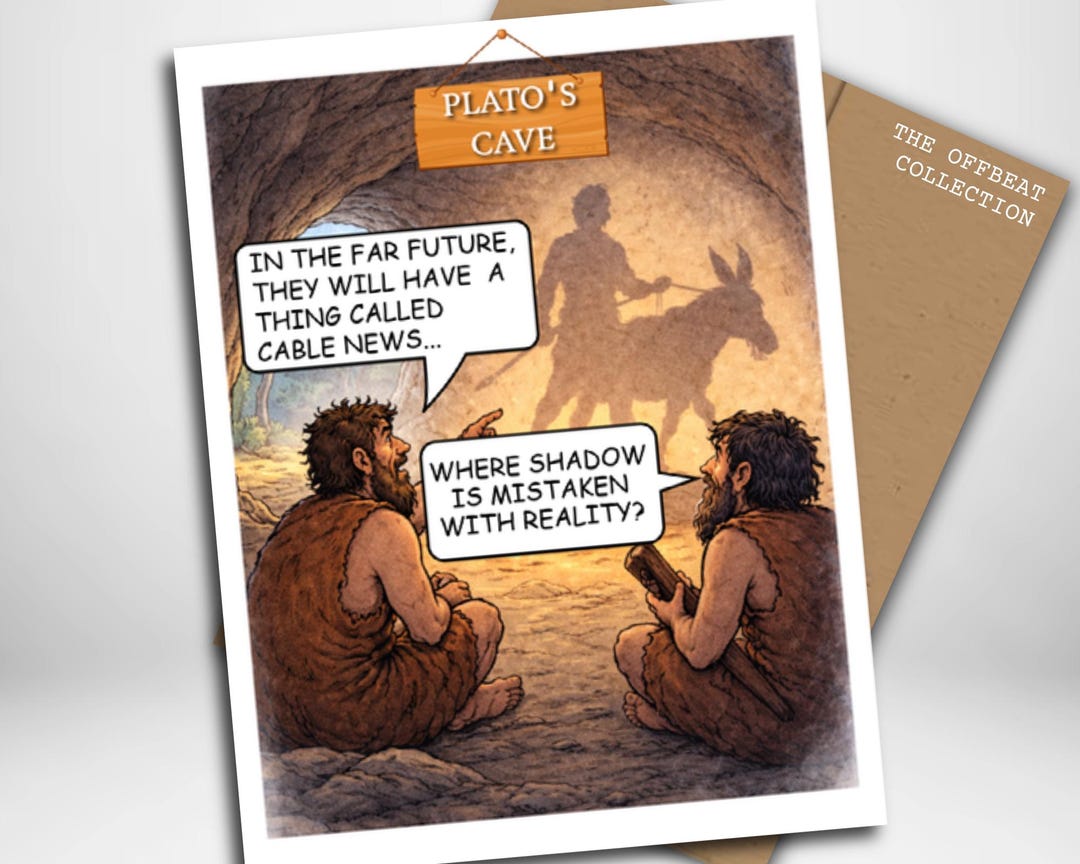 Plato's Cave Card – Cable News Satire, Philosophy Humor (A2 Greeting ...