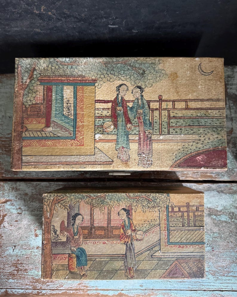Antique Set of Two Pigskin Nesting Boxes Chinese Imports 1920’s - Etsy