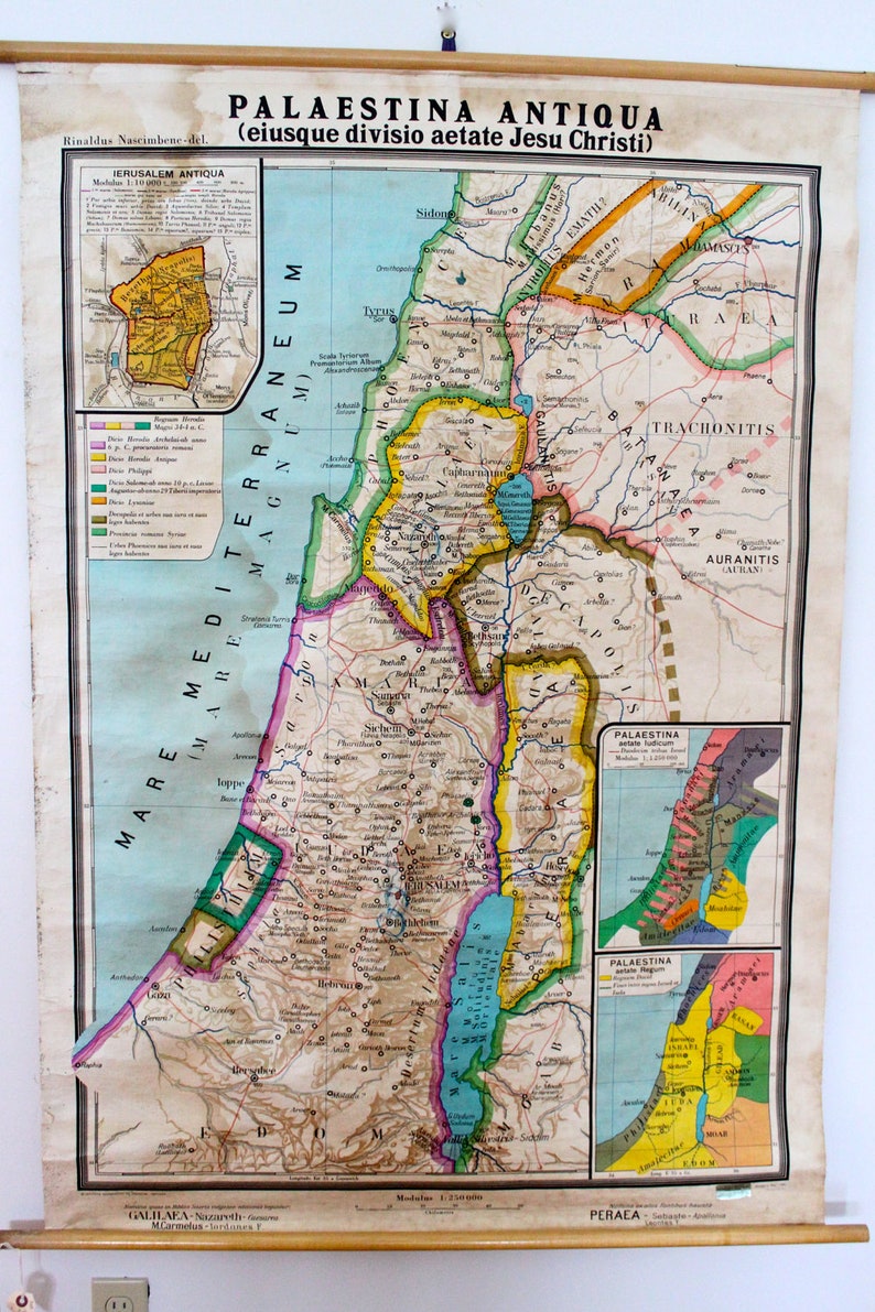 Vintage Linen Backed Ancient Palestine Map - Etsy