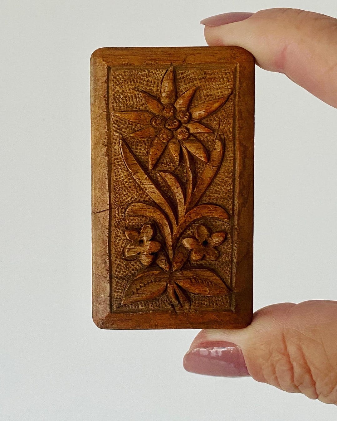 Vintage Wooden Hand Carved Stamp Box - Etsy