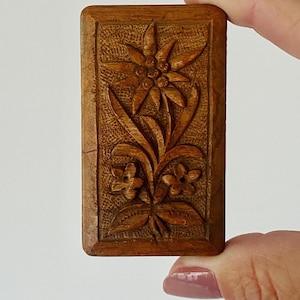 Vintage Wooden Hand Carved Stamp Box - Etsy