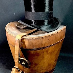 Vintage Antique Leather Top Hat Box Carrier Luggage Suitcase - Etsy