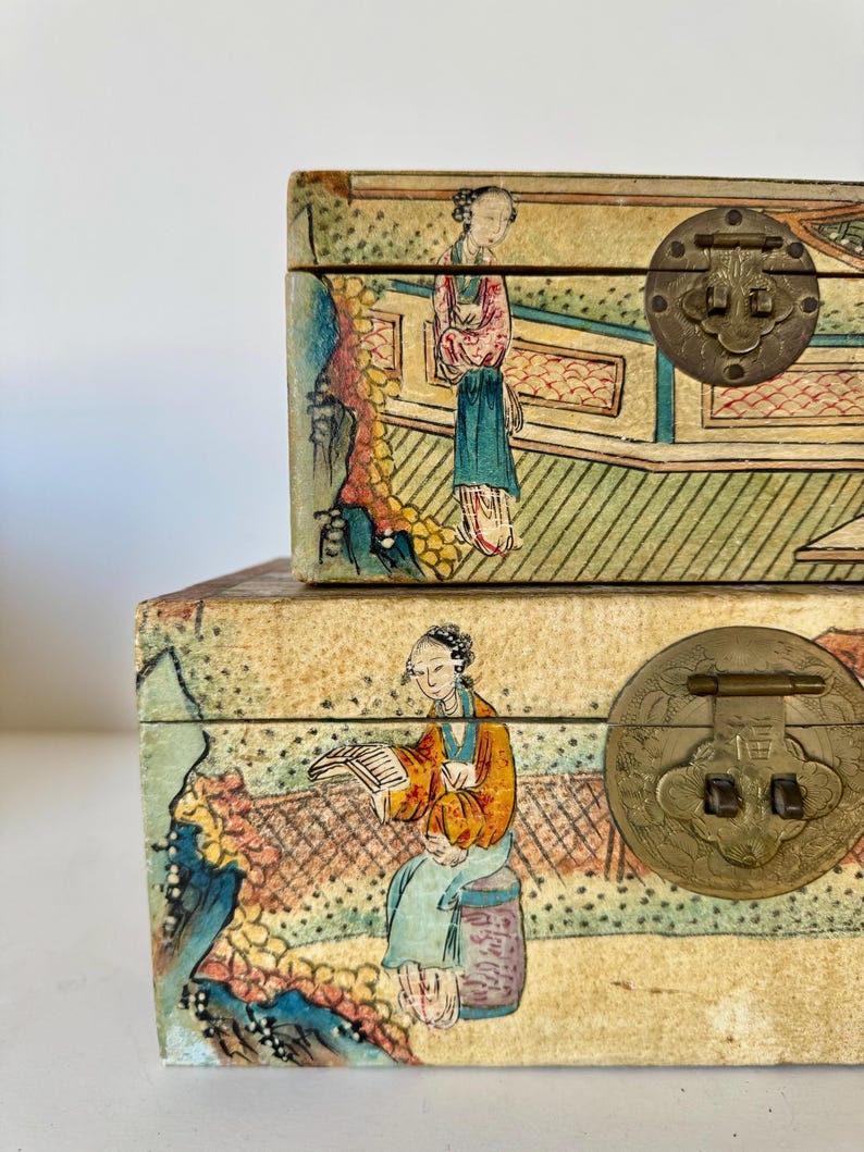 Antique Set of Two Pigskin Nesting Boxes Chinese Imports 1920’s - Etsy