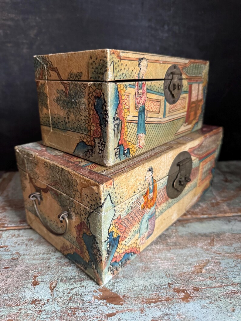 Antique Set of Two Pigskin Nesting Boxes Chinese Imports 1920’s - Etsy