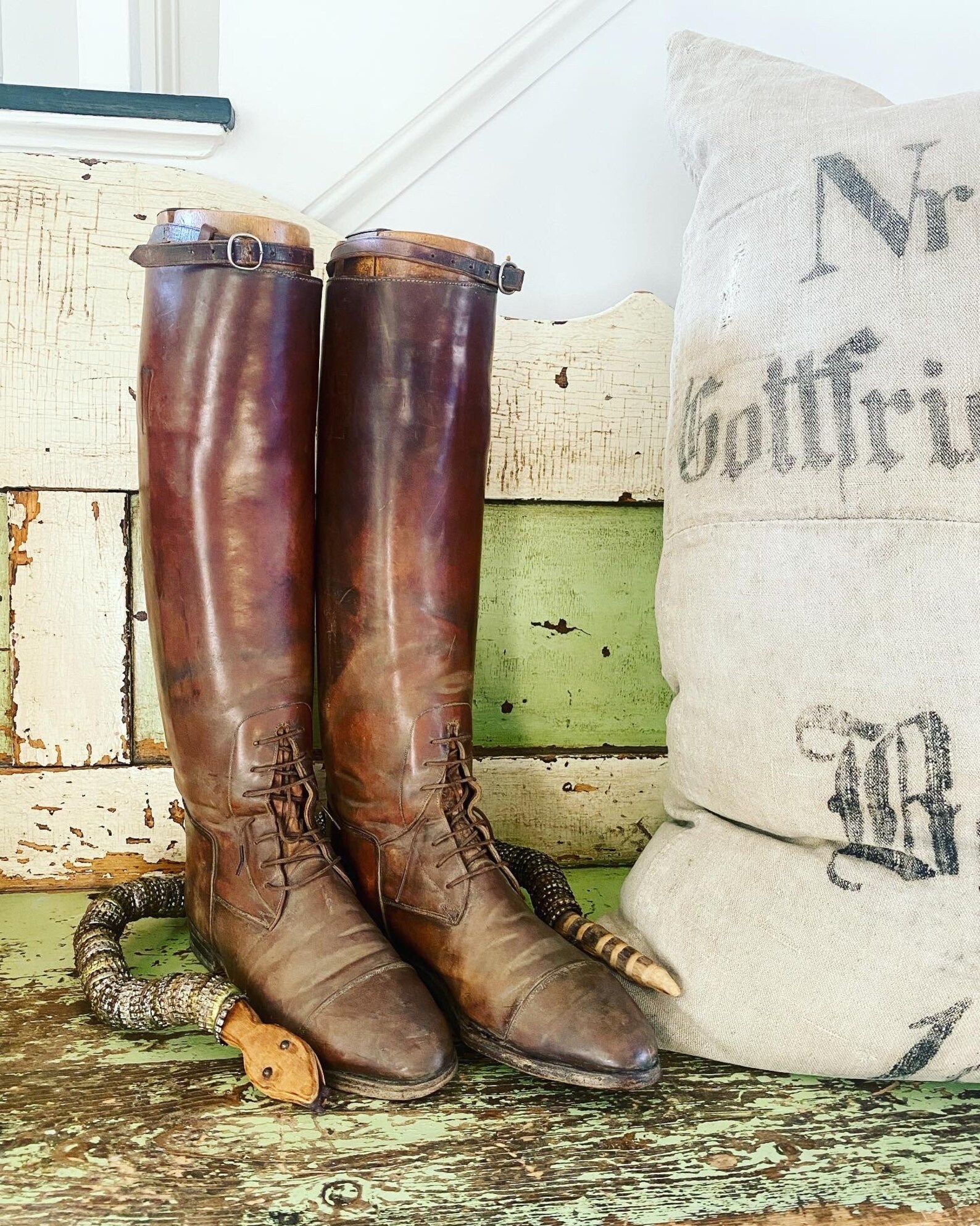 Antique Pair of Leather Boots With the Original Lasts or Boot Form ...