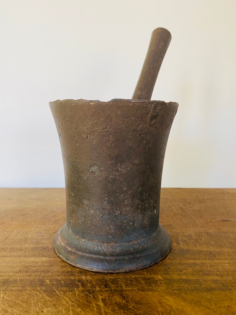 Antique Cast Iron Mortar and Pestle - Etsy