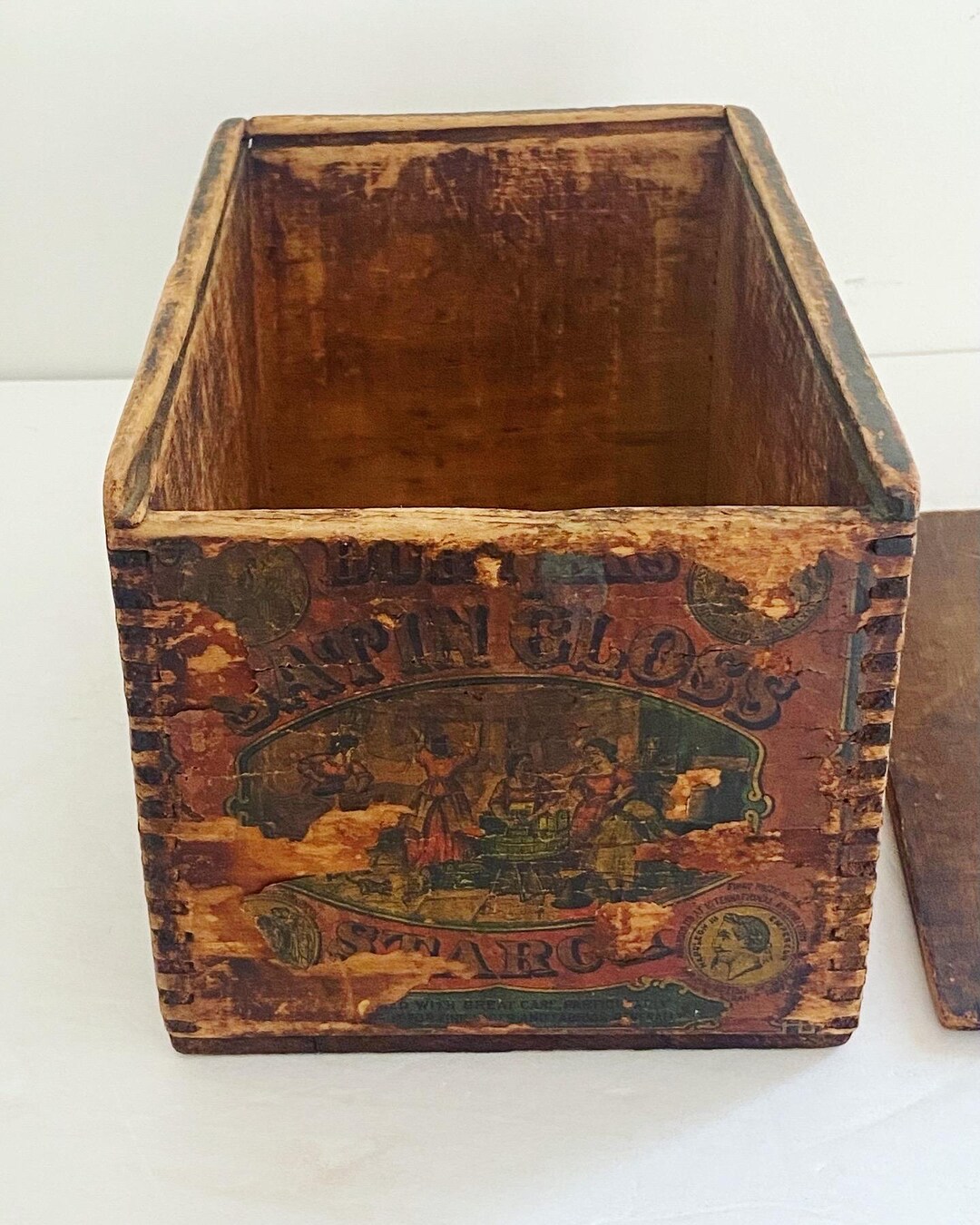 Vintage Antique Starch Wooden Box / Crate With Advertisement - Etsy