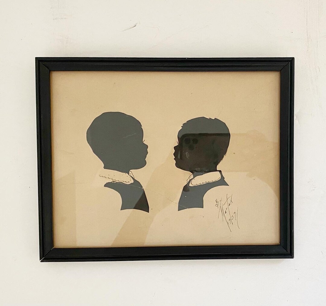Vintage Double Silhouette / Hand Cut Silhouette / Dated and Signed - Etsy