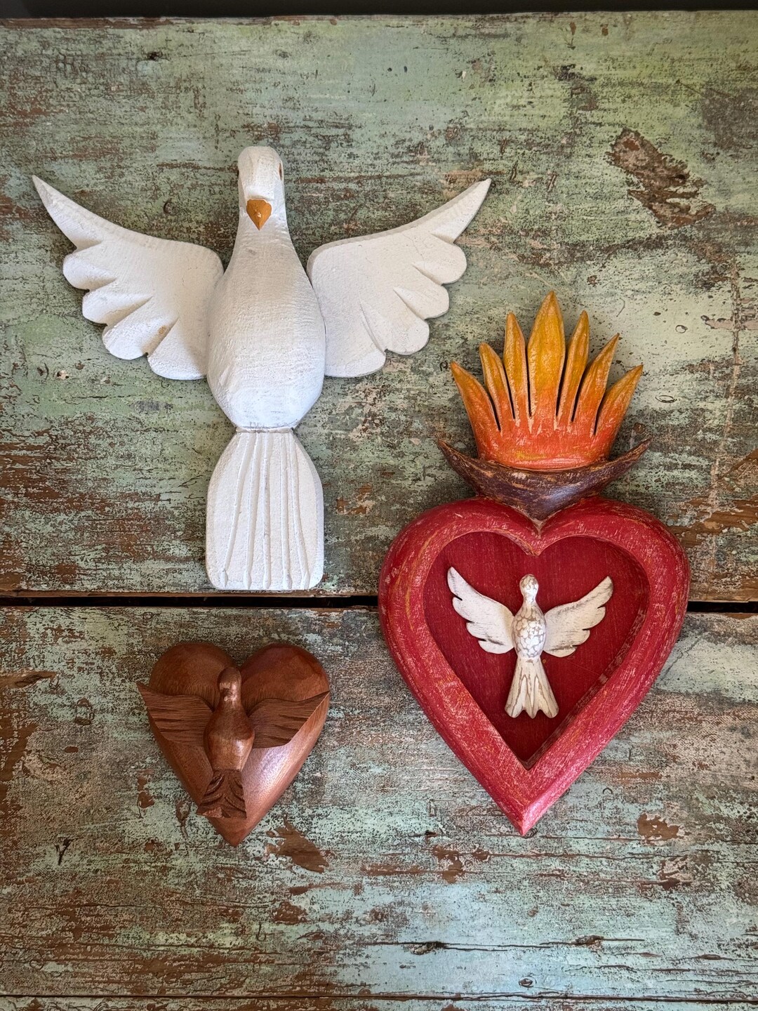 Hand Carved and Painted Sacrated Heart of Jesus / Catholic / Religious ...