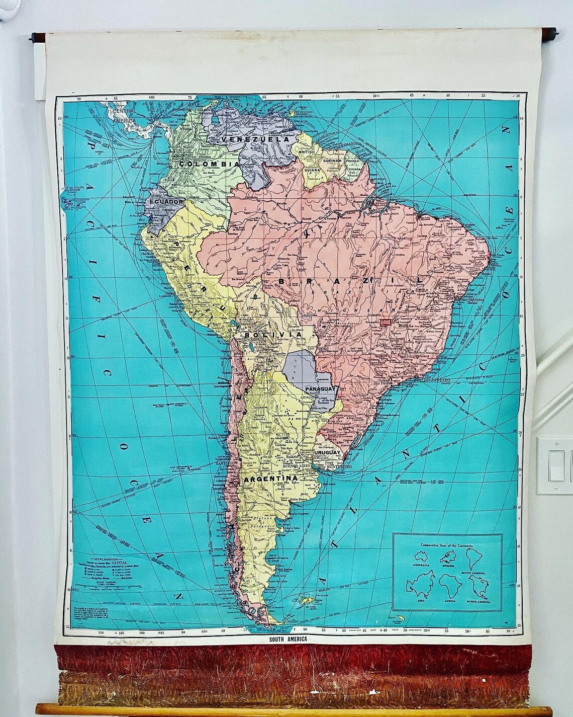 Vintage Physical Map of the South American Continent School - Etsy