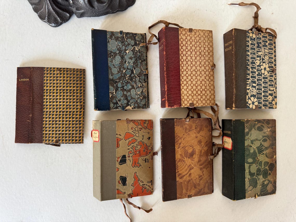 Vintage Antique Small Hard Paper and Leather Binders. - Etsy