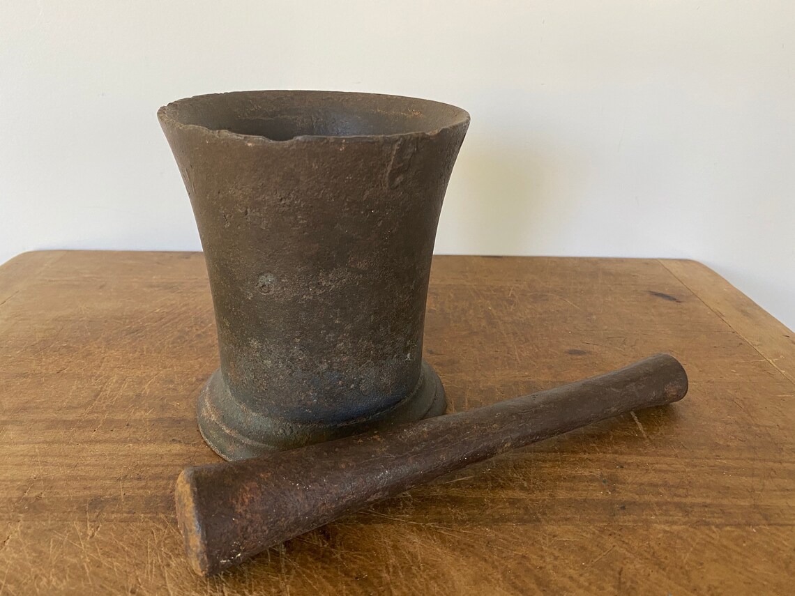Antique Cast Iron Mortar and Pestle - Etsy