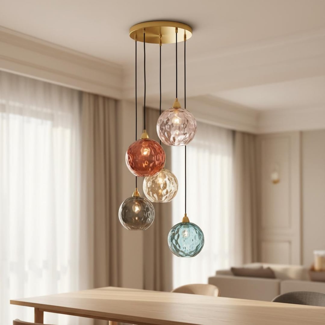 Stained Glass Pendant Chandelier, Modern Multicolor Ceiling Light - Etsy