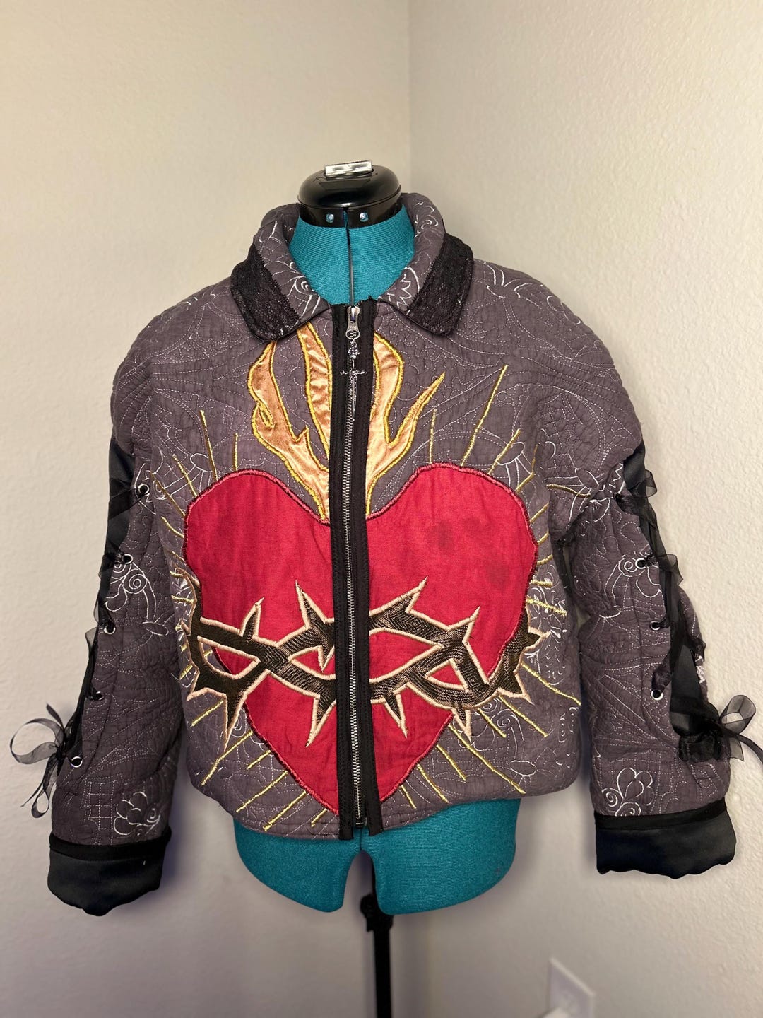 Scared Heart Patchwork Quilted Jacket - Etsy