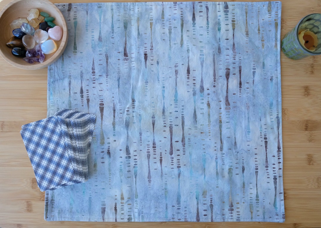 Batik Cotton Fabric Tarot Reading Mat: Light Blue Stripes Spiritual ...
