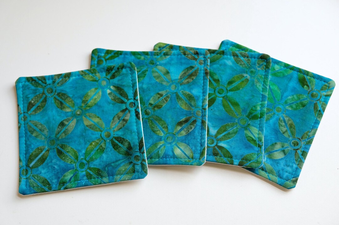 Fabric Coasters Set of 4 / Cotton Batik Fabric / Square Coasters ...