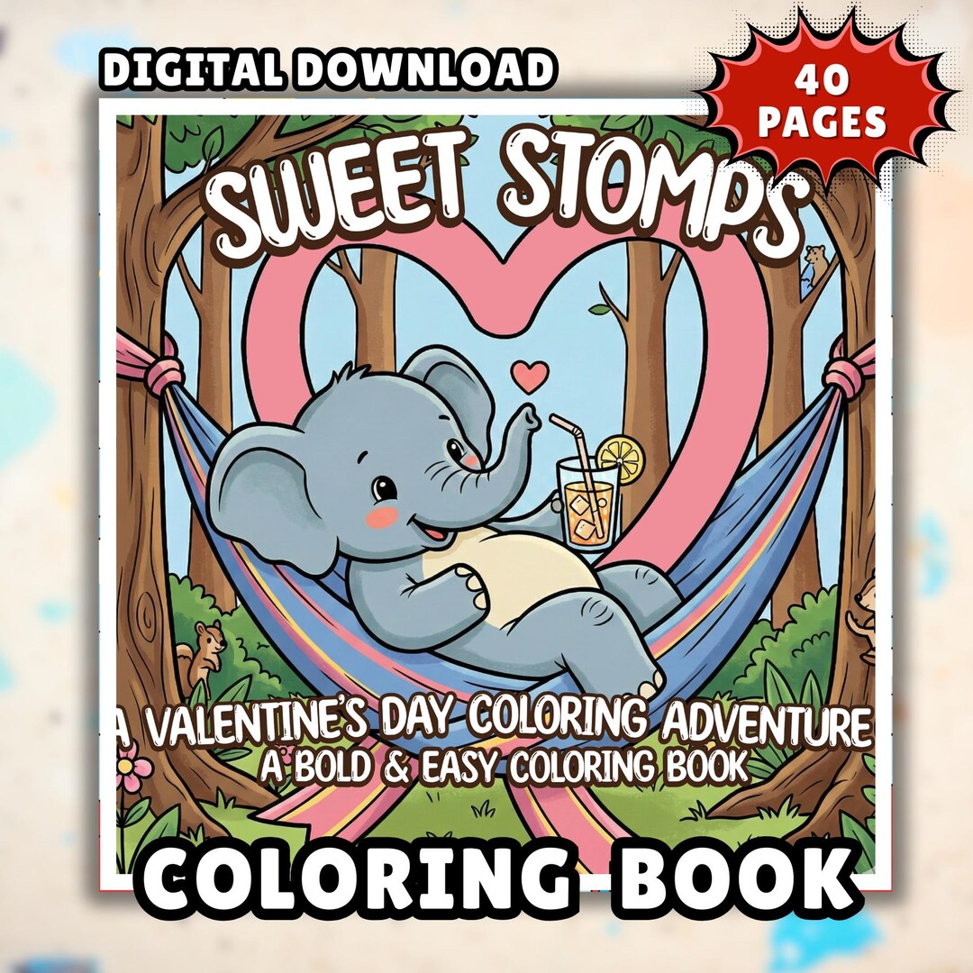 Printable Cute Elephant, Coloring Pages for Kids, Bold and Easy ...