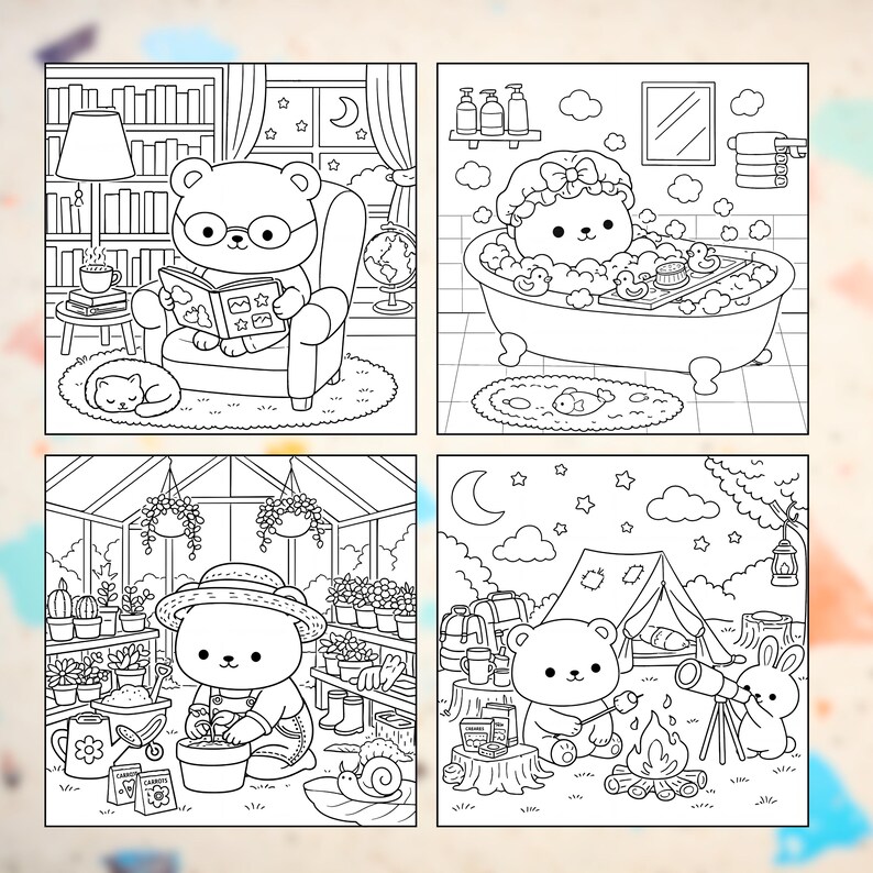 Printable Cute Bear Coloring Pages for Kids, Bold and Easy Aesthetic ...