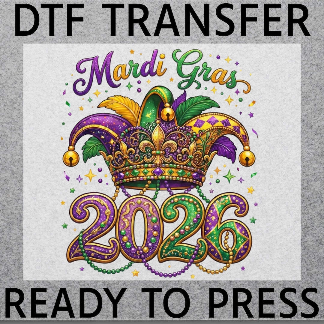 Mardi Gras 2026 Jester Hat Crown, DTF Heat Transfer: New Orleans ...