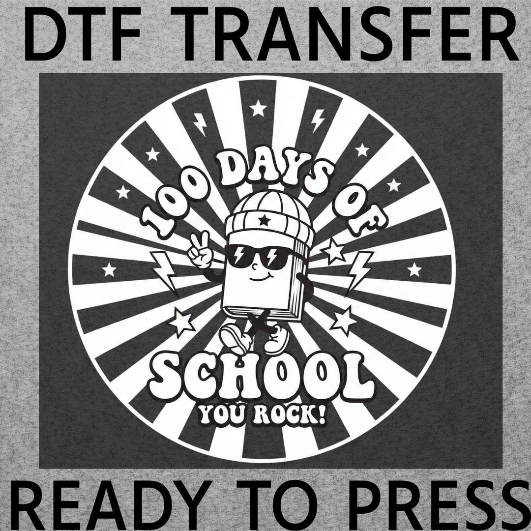 Retro 100 Days of School, DTF Heat Transfer: Checkered Smiley Face ...