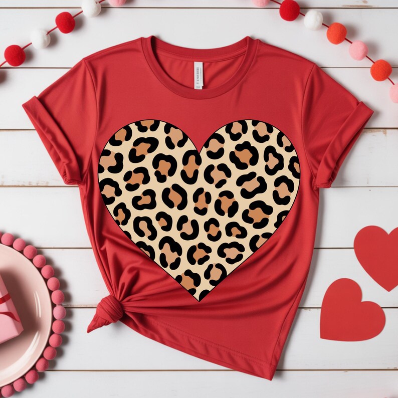 Leopard Heart Clipart, DTF Heat Transfer: Valentine Heart T-shirt ...