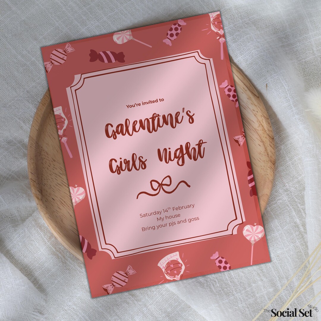 Editable Galentine's Girls Dinner Invitation Template, Valentines ...