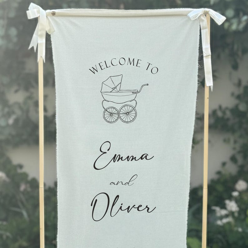 Custom Baby Shower Welcome Sign - Baby in Bloom Fabric Banner -custom ...
