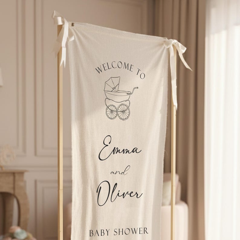 Custom Baby Shower Welcome Sign - Baby in Bloom Fabric Banner -custom ...
