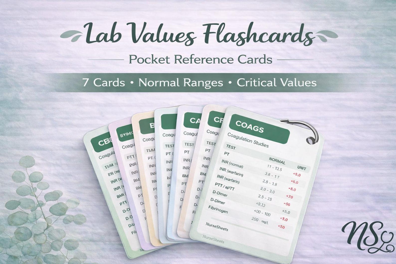 Lab Values Flashcards | Nursing Student | Pocket Reference Cards ...