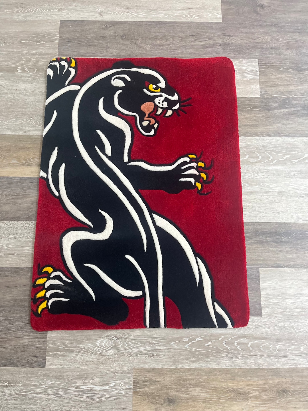 Timeless Panther Tattoo Design Handmade Tufted Rug: Embrace Vintage ...