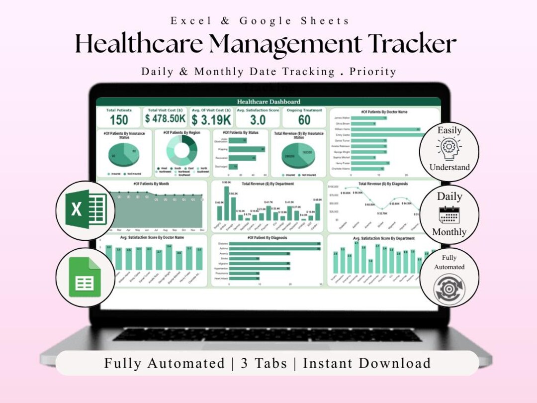 Hospital Management Tracker |smart Dashboard| Editable Excel Healthcare ...