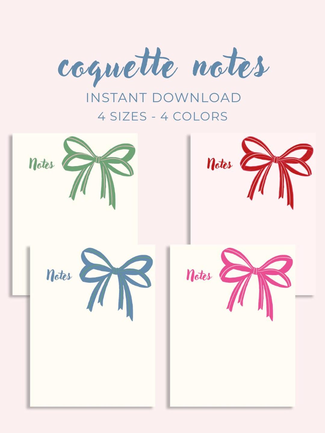 Coquette Notes Page Printable, to Do List Bundle, Bow Notepad, Instant ...