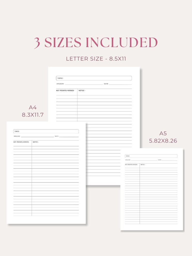 Sermon Notes Printable Template | Bible Study Template | Prayer Journal ...