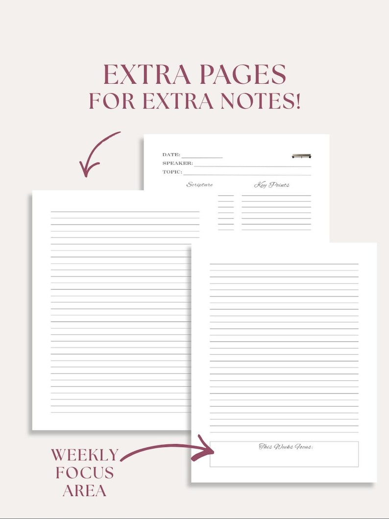 Sermon Notes Printable Template | Bible Study Template | Prayer Journal ...