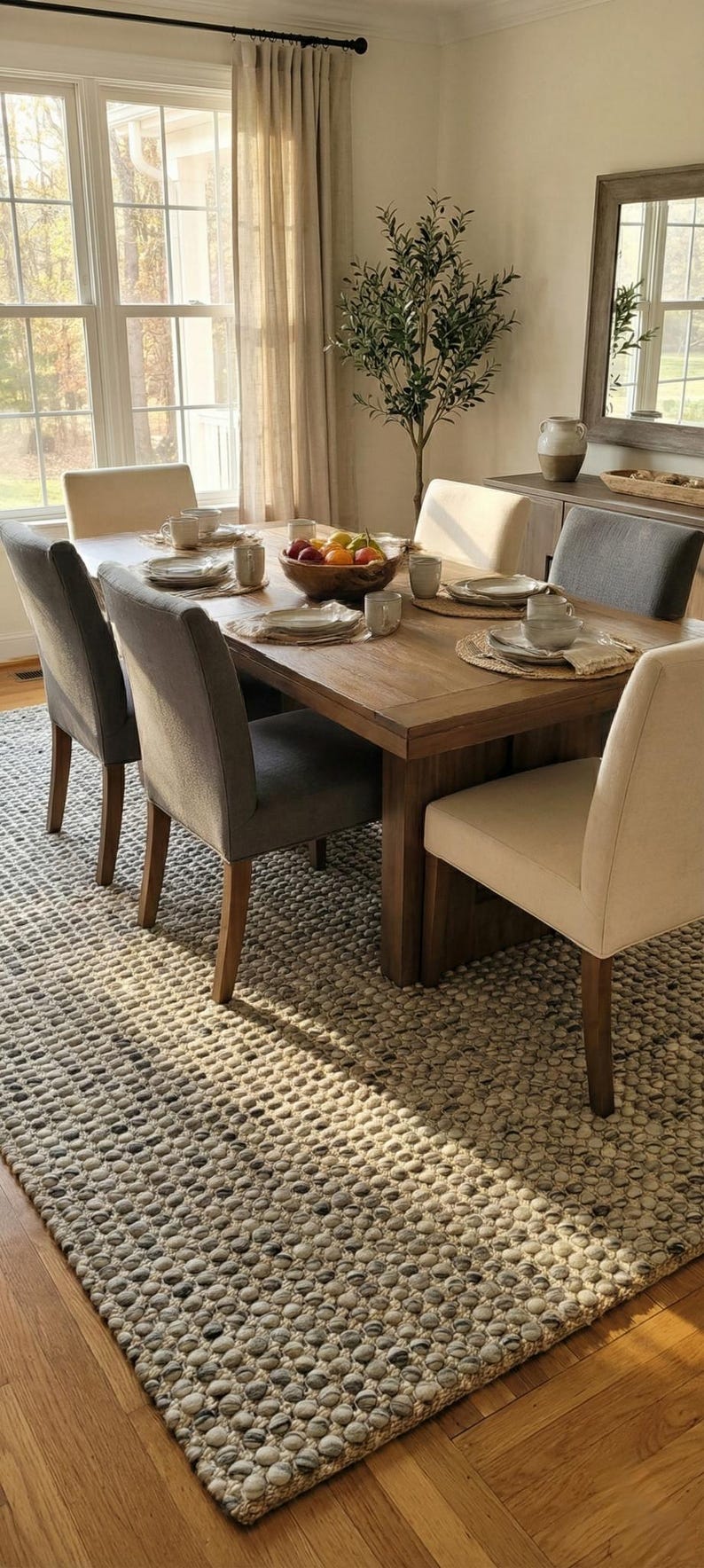 Buy Dhurrie Wool & Cotton Area Rug for Living Room Bedroom – Modern ...