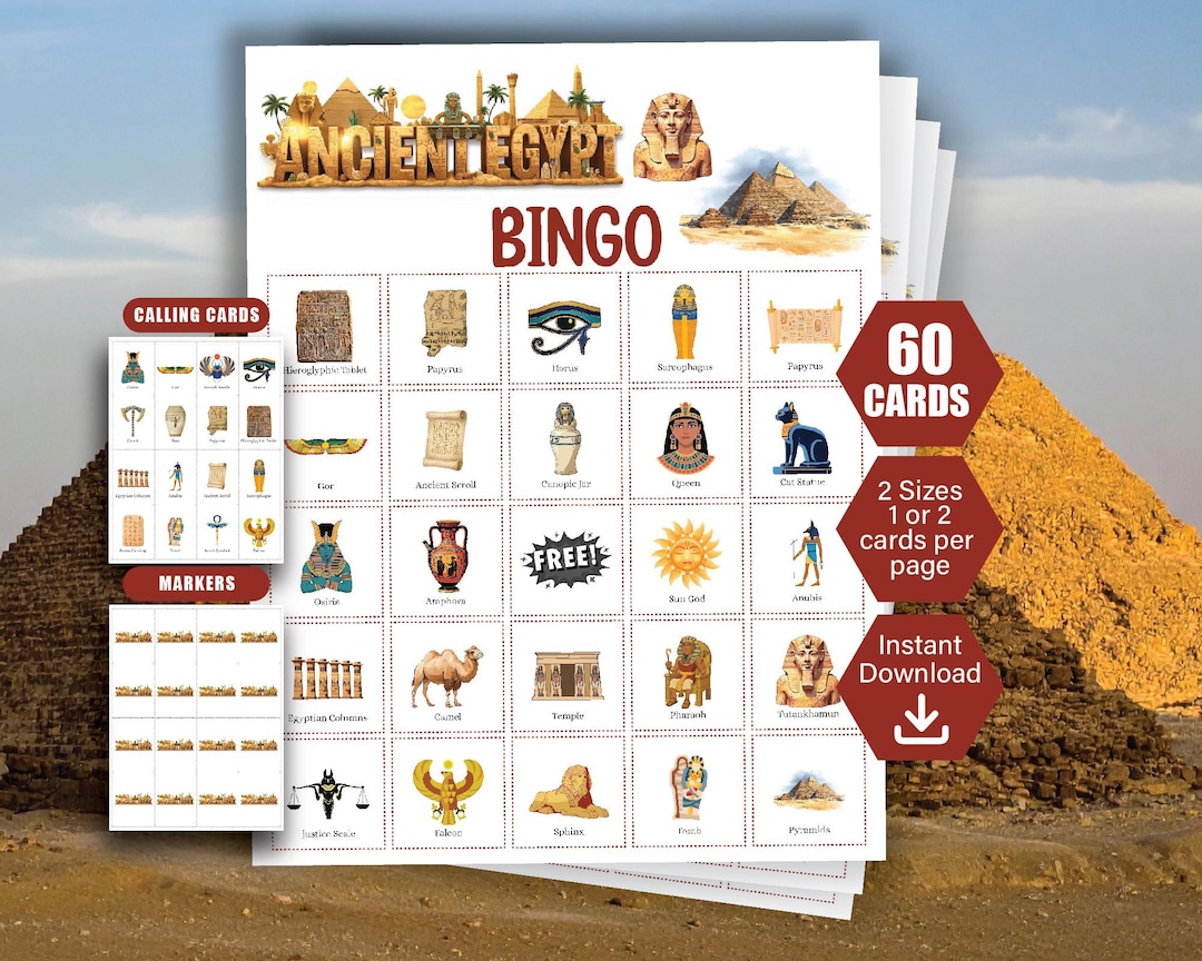 60 Ancient Egypt Bingo Cards, World History Bingo, Ancient Bingo ...