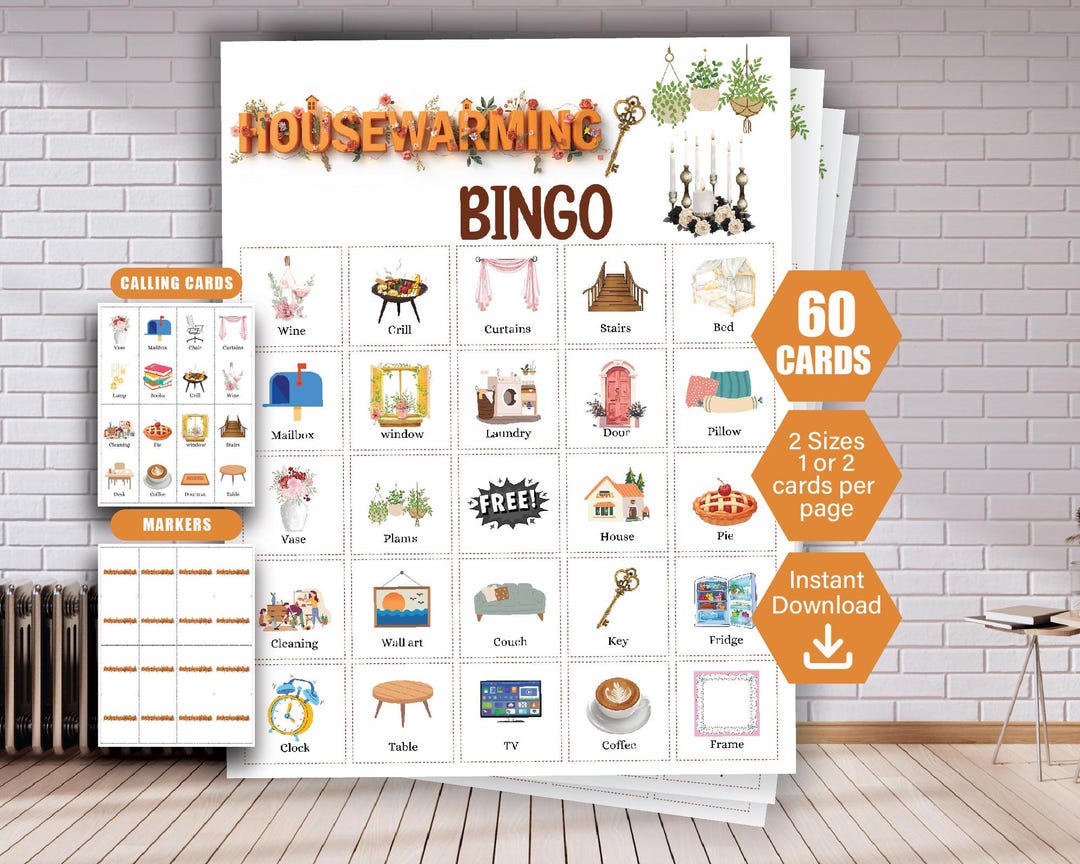 60 Housewarming Bingo Cards, Housewarming Party Game, New Home Bingo ...