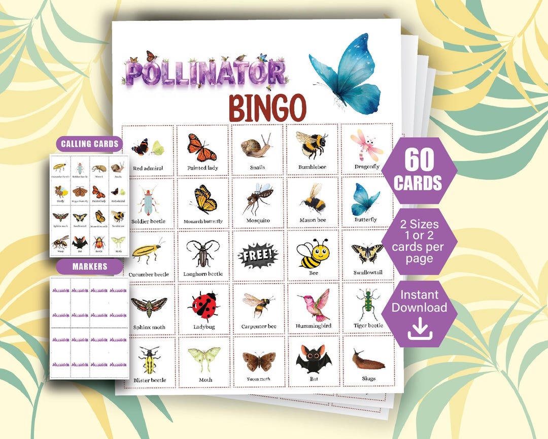 Pollinator Bingo, 60 Bingo Cards, Environmental Bingo, Garden Bingo ...